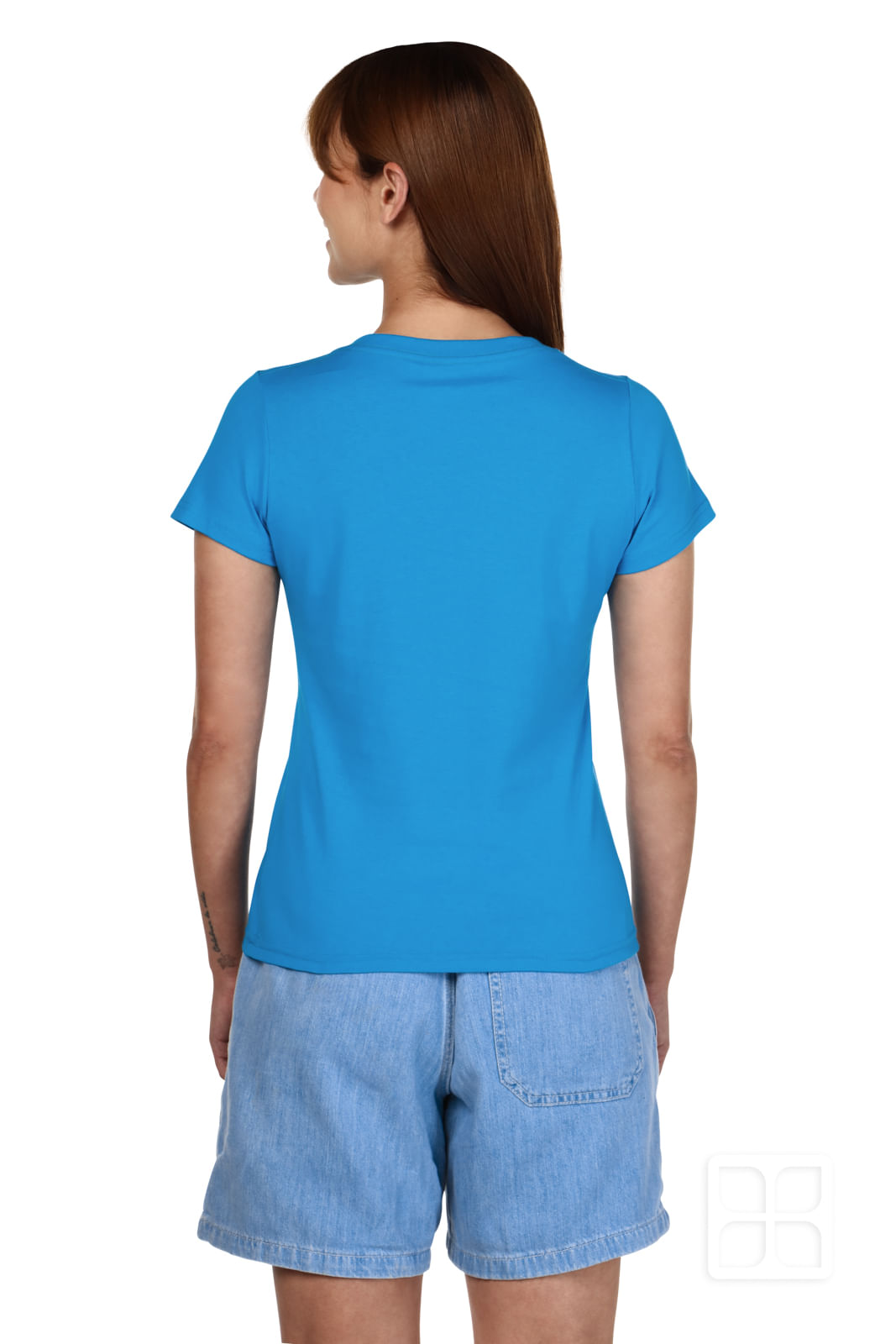 Playera Cuello V Manga Corta Para Mujer Turquesa