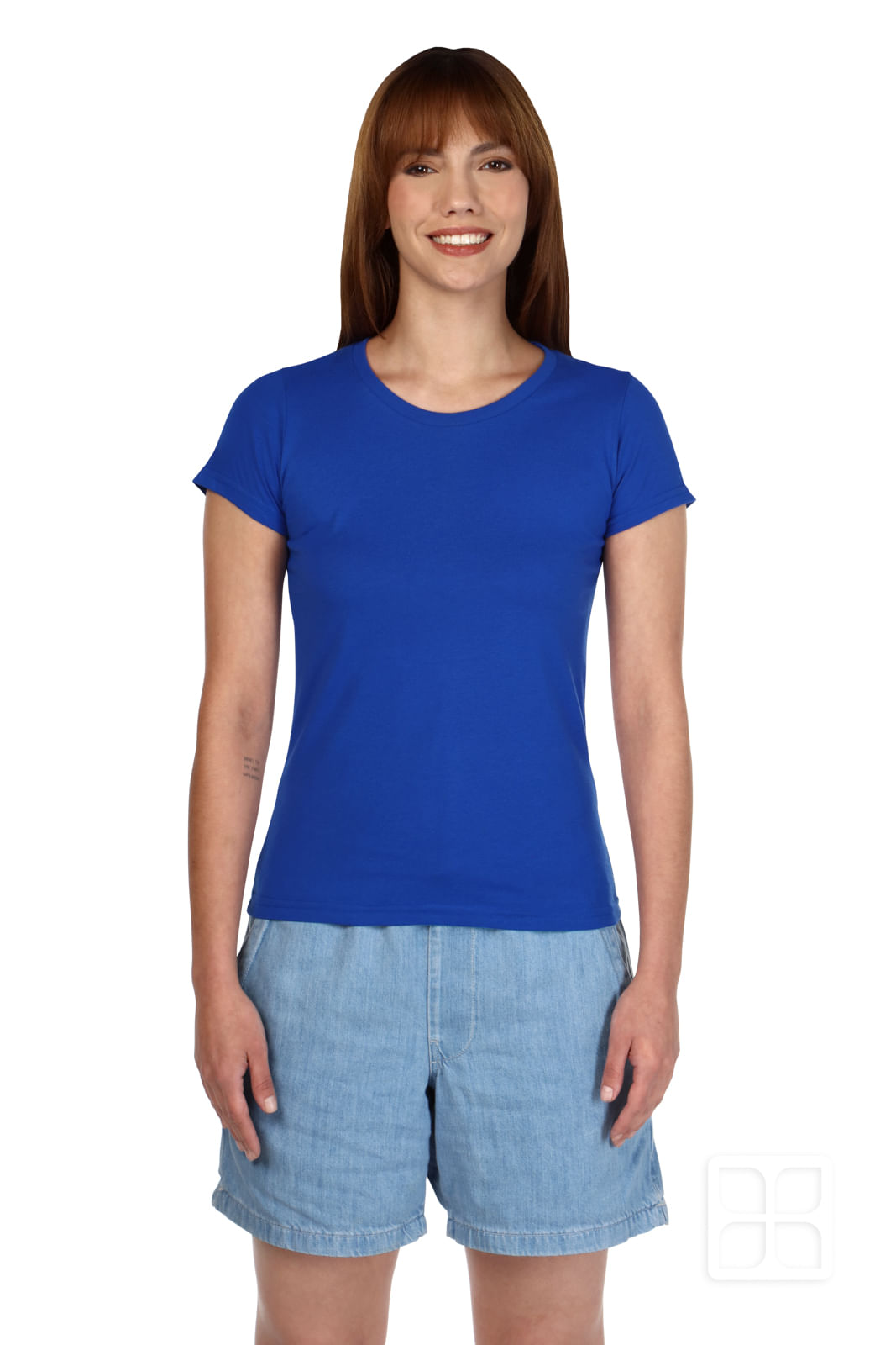 Playera Cuello Redondo Manga Corta De Alta Calidad Para Mujer Azul Rey