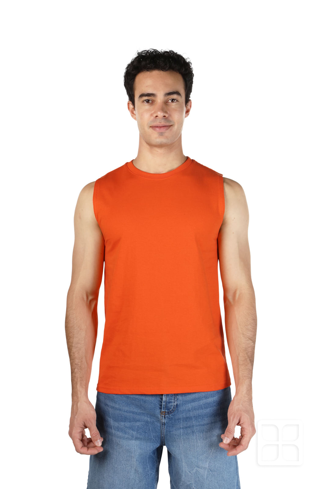 Playera Cuello Redondo sin Mangas Unisex Color Naranja